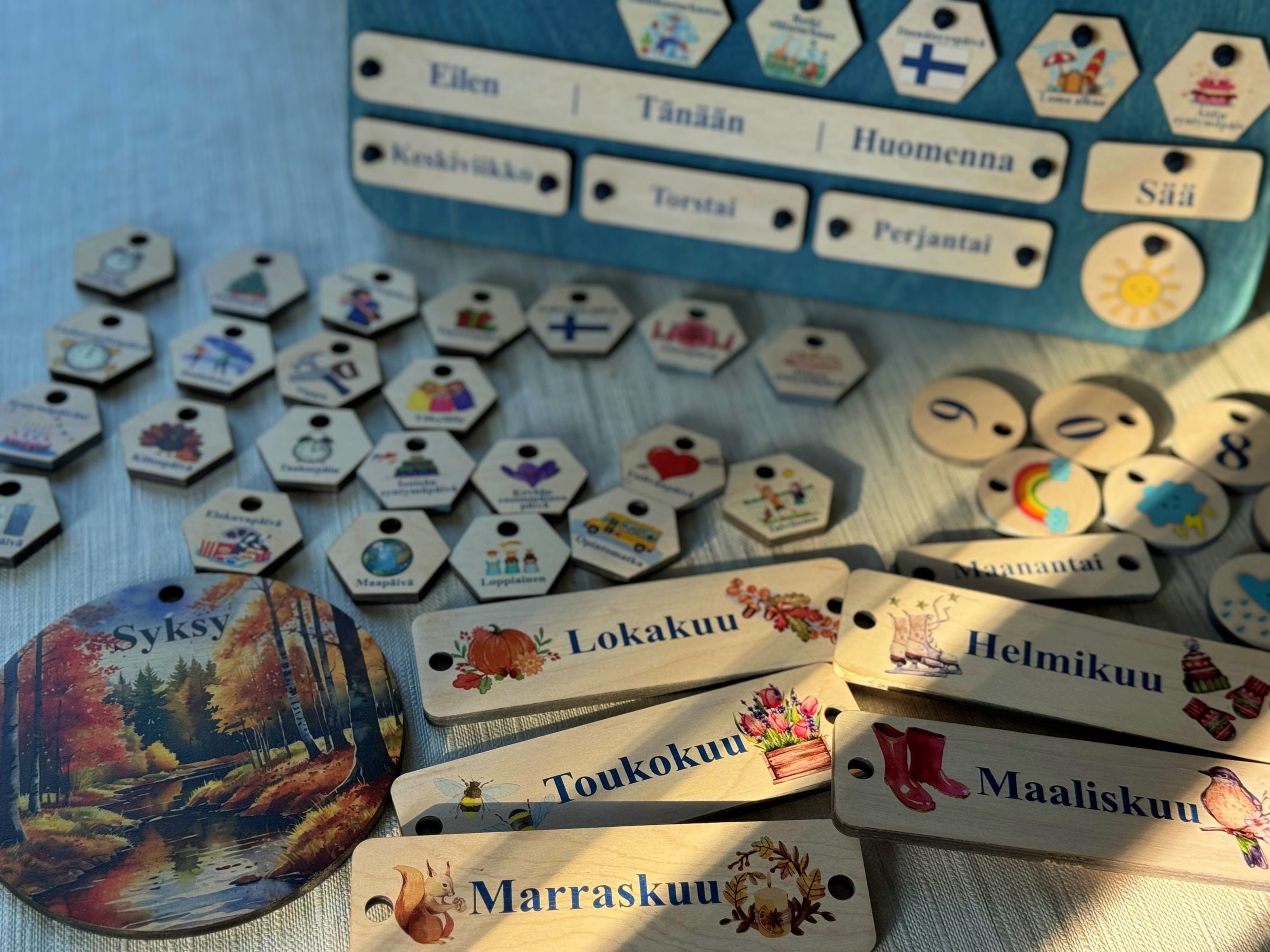 Handmade Desk Wooden Finnish Calendar for Kids-educational Ecofriendly ...