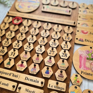 Wooden Perpetual Calendar for Kids,montessori Classroom, Homeschool ...