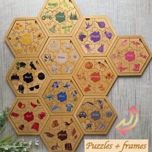 Wooden Hexagon Shape Color Learning Puzzle - Color Matching&recognition ...