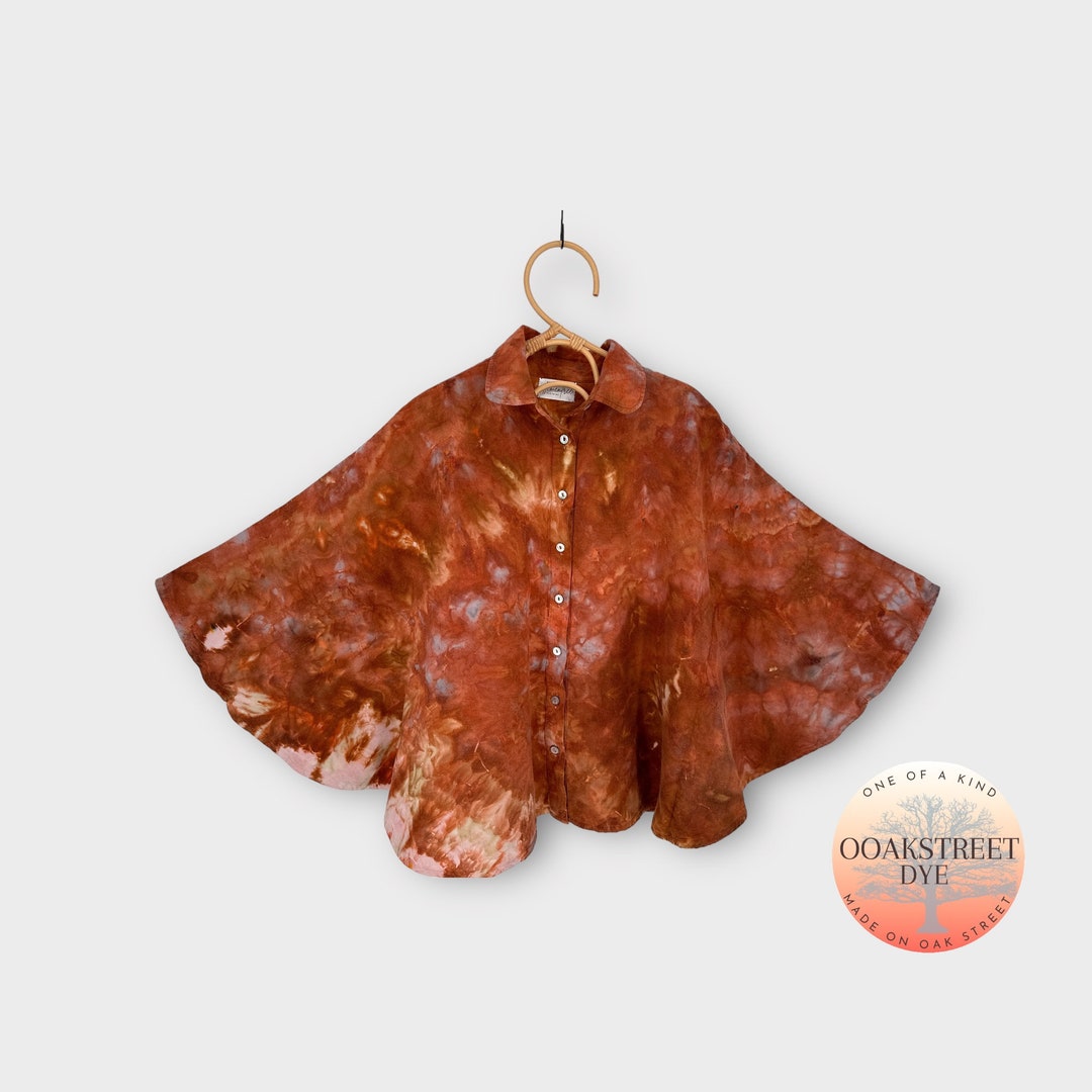 Womens XS/S Tie Dye Linen Moth Shirt, Linen Ice Dye Top, Linen Button ...