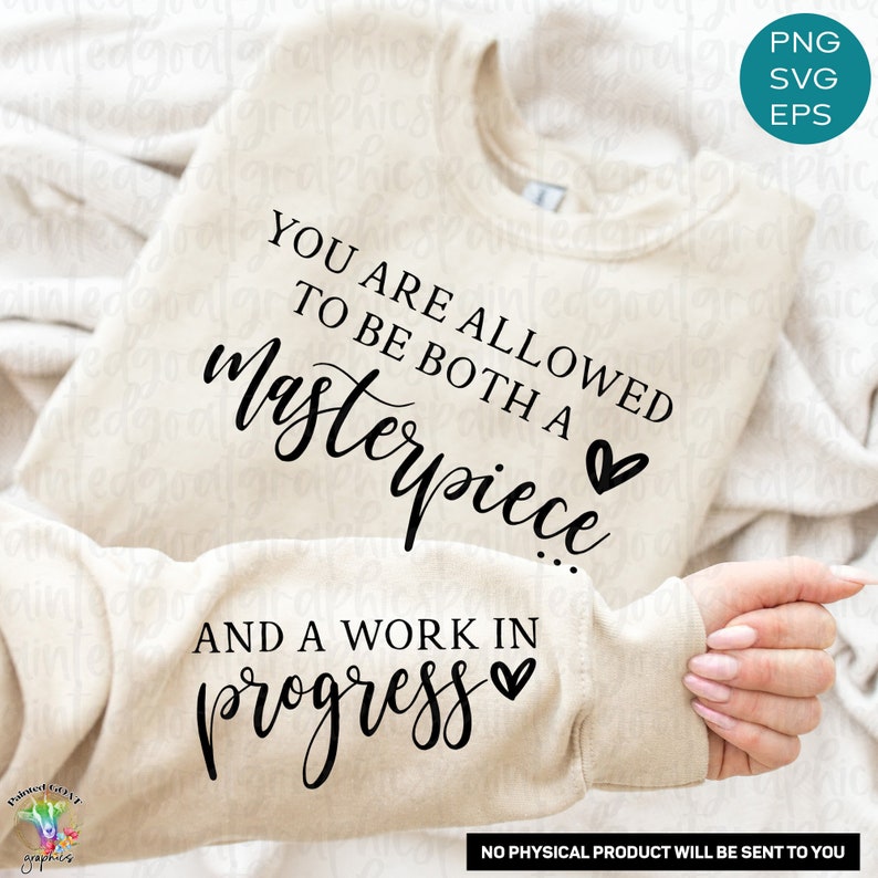 Masterpiece Work in Progress SVG PNG: Boho Positive Quote (digital ...