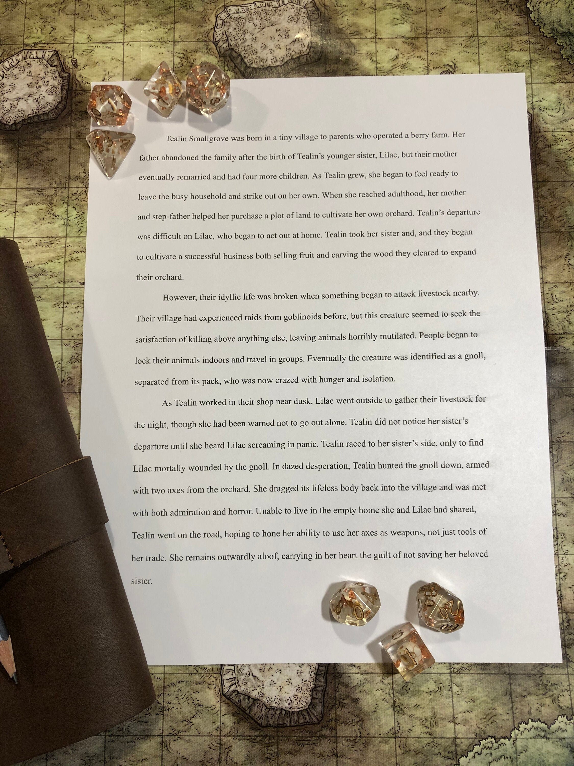 Custom Character Backstory 1 Page - Etsy