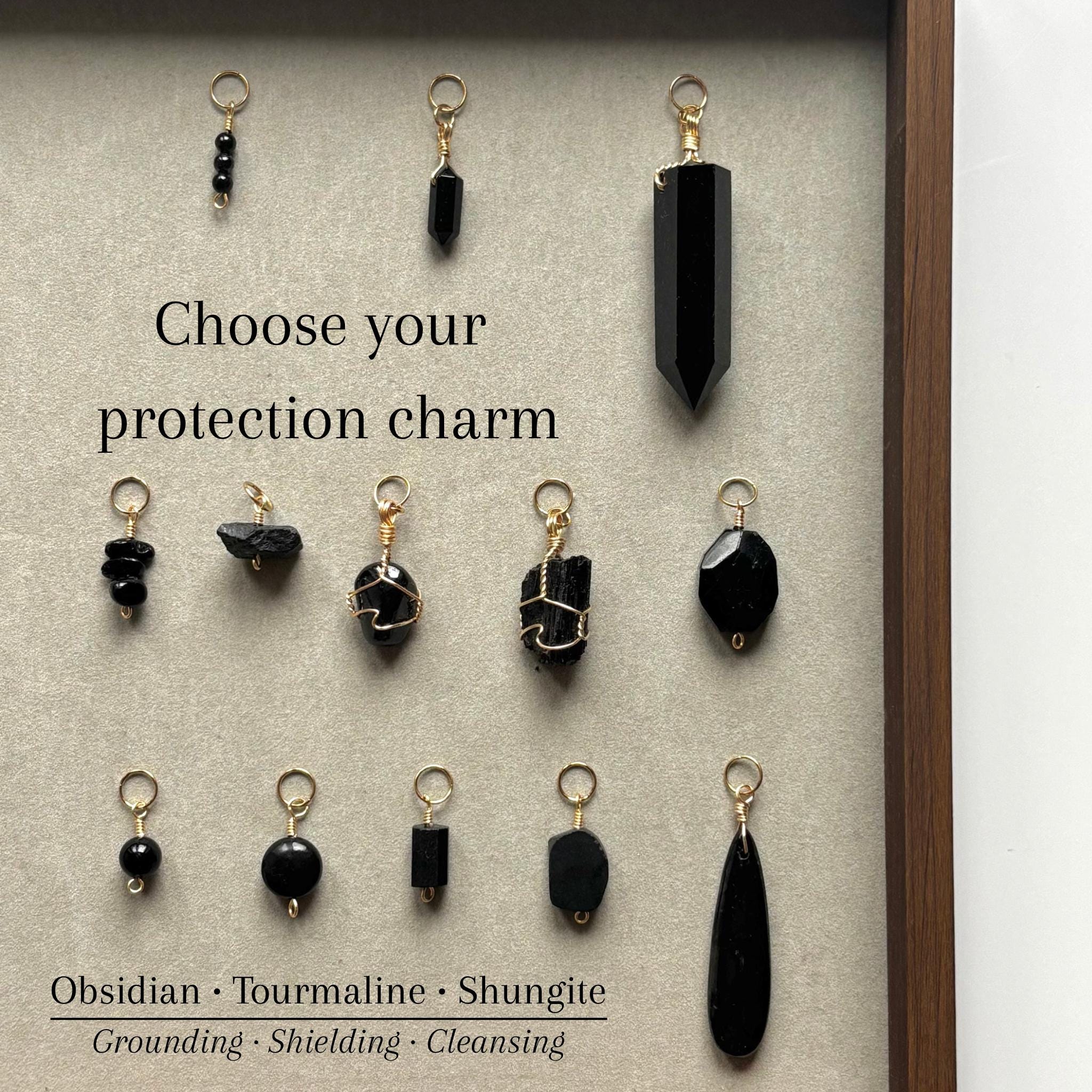Protection Charm, Custom Black Crystal Charm Add-on, Design Your Own ...