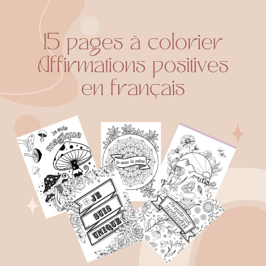Coloring Pages Positive Affirmations in French - Etsy