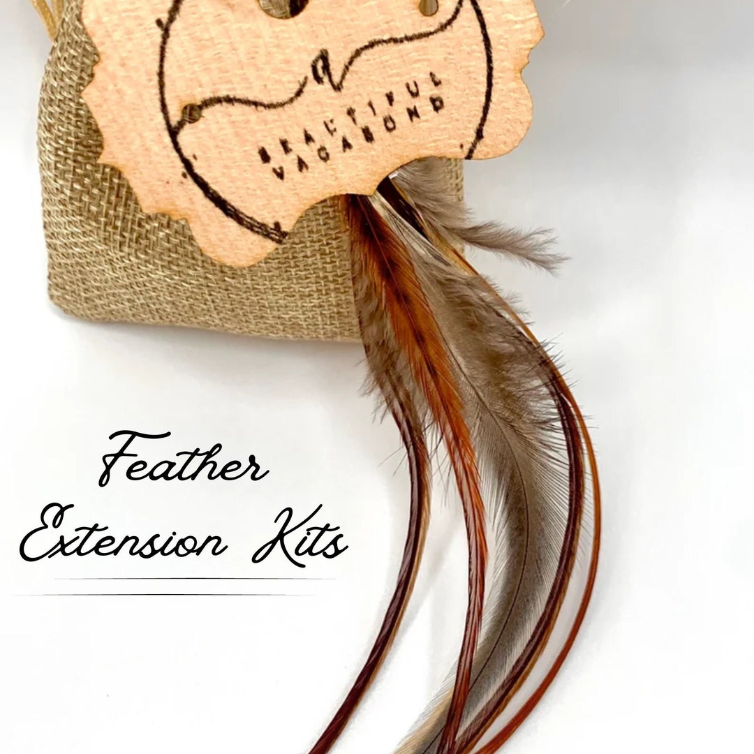 Boho Feather Hair Extension Kit: Real Feather Accessory - Etsy