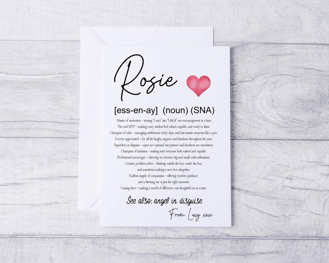 SNA Thank You Card, SNA Definition, Teacher Definition, End of Term ...
