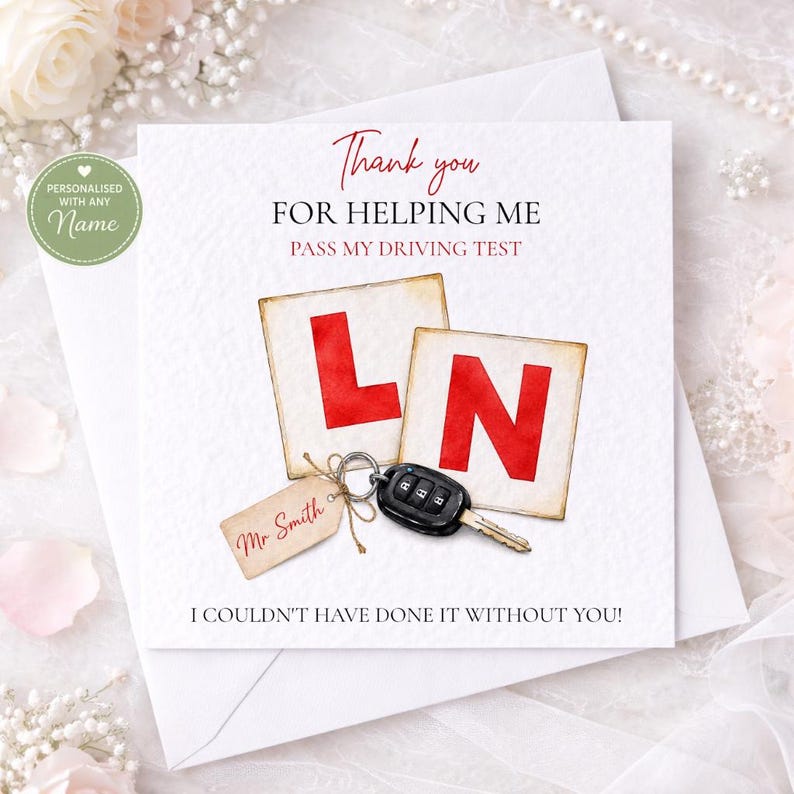 Personalised Driving Instructor Thank You Card | Driving Teacher Card ...