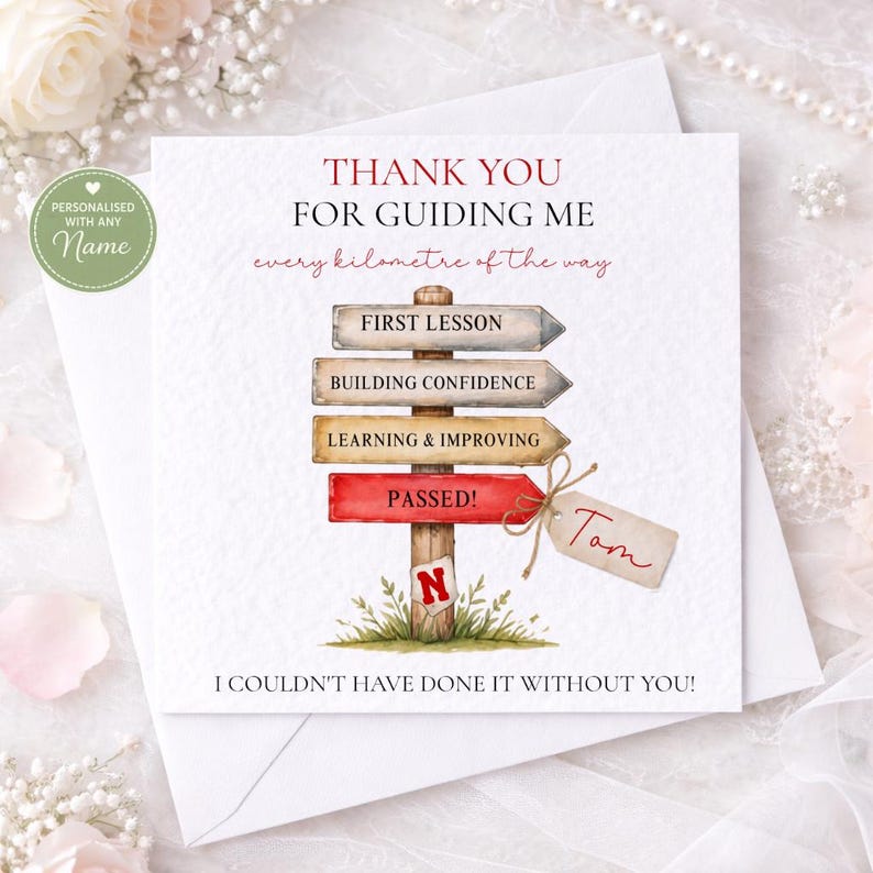 Personalised Driving Instructor Thank You Card | Driving Teacher Card ...