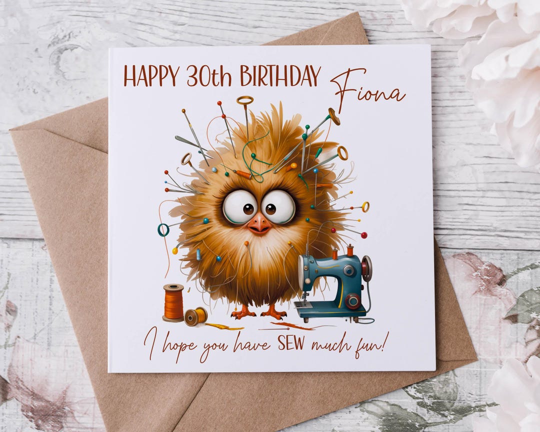 Funny Sewing Machine Theme Birthday Card, Sewing Fan, Clothes Maker ...