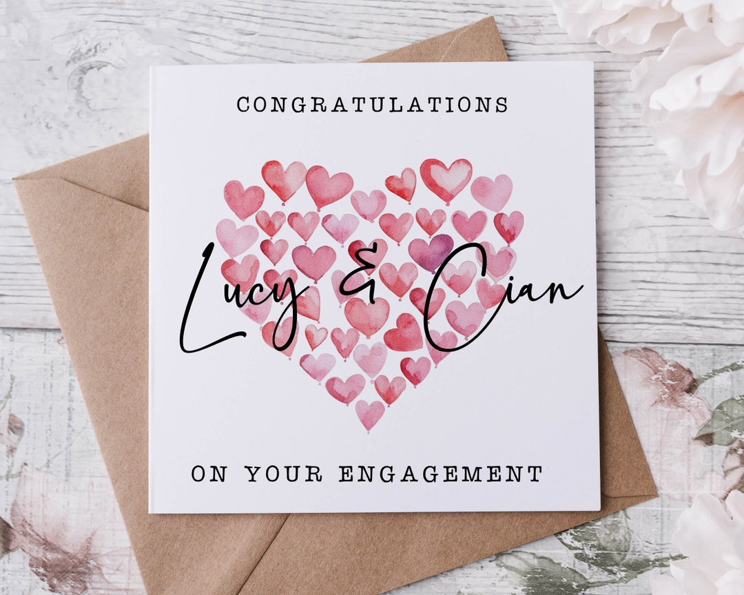 Engagement Card, Love Card, Personalised Names and Date ...