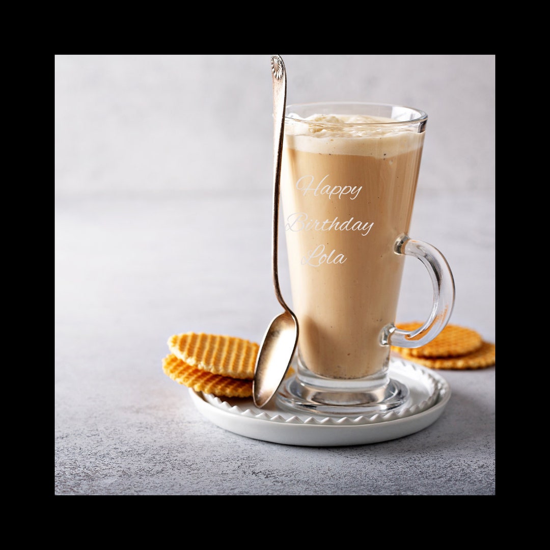 Personalised Engraved Etch Latte Glass Cup - Etsy