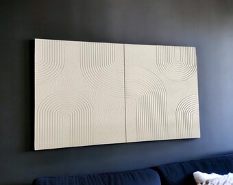 ARCHES DUO 24”x30” | Textured Plaster Wall Art | Minimalist Art | White ...