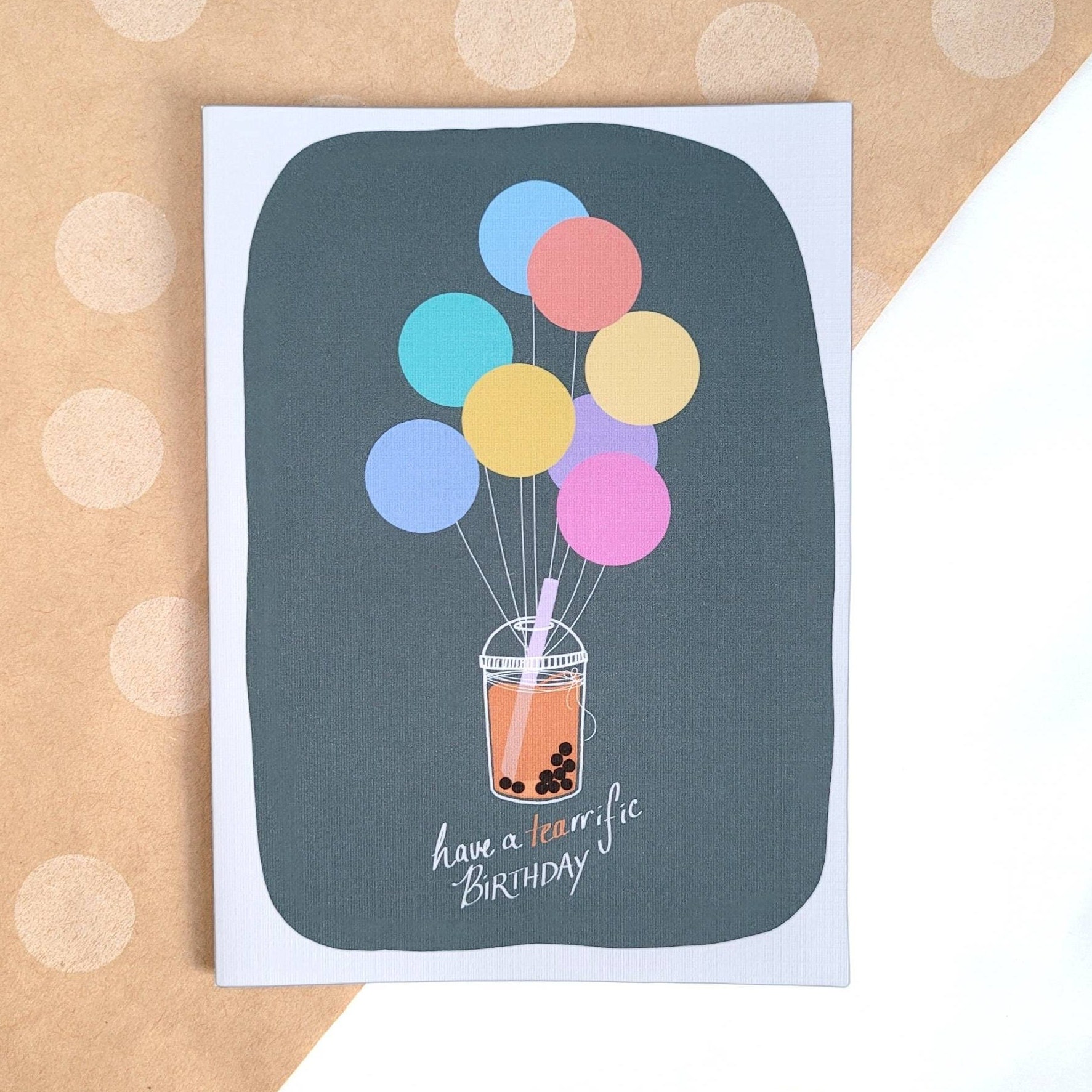 Bubble Tea Birthday Card, Tea-rrific, Tea Pun, Cute Pun Card, Happy ...