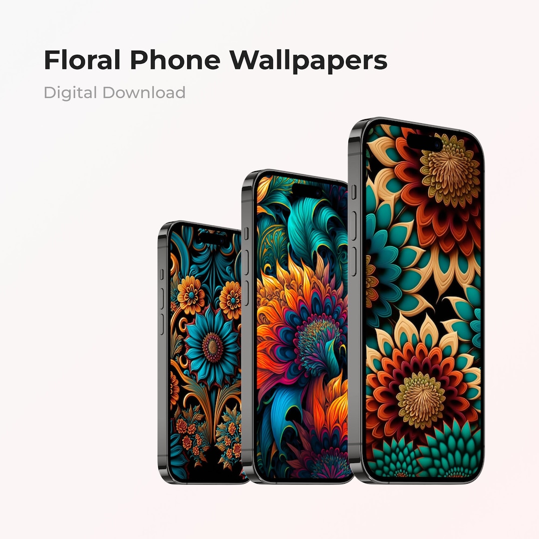 3 Floral Generated Phone Wallpapers / Background Bundle - Digital ...