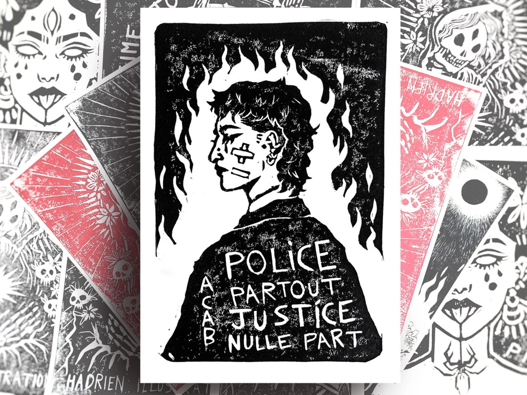 Linocut Against Police Violence "police Everywhere, Justice Nowhere ...