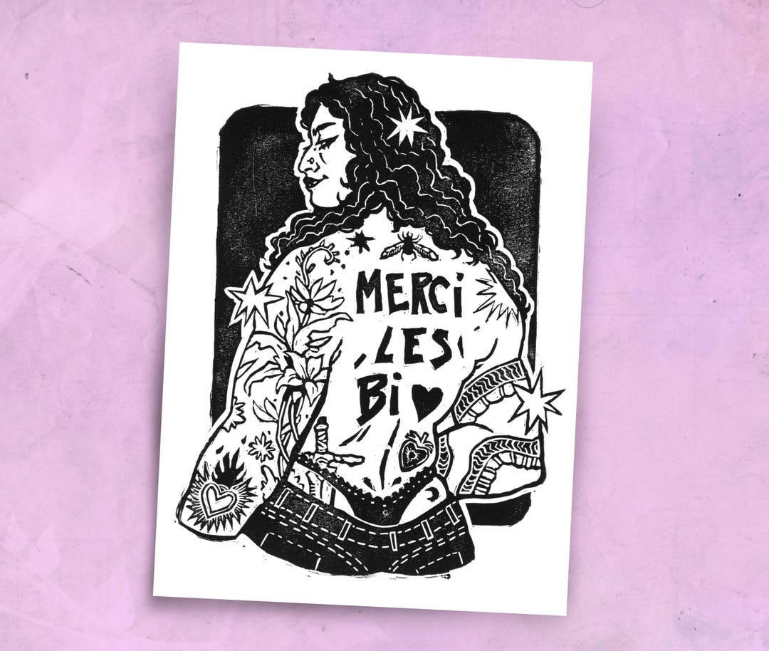 Linocut "thank You Bi" - Bisexual Pansexual Pride - Activist Drawing ...