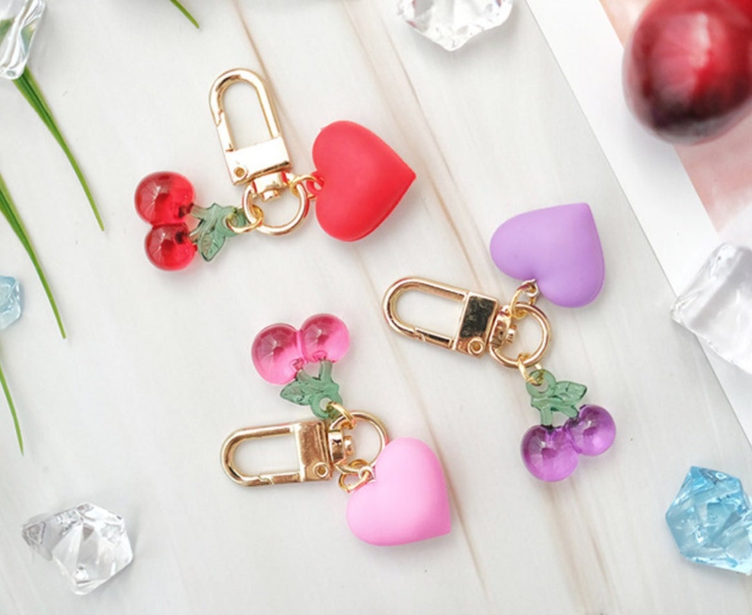 Heart Cherry Phone Charm AirPod Case Keychain Keyring - Etsy