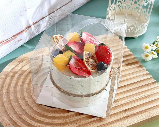 10 Sets Clear Cake Boxes With Handles and White Grease Proof Cake ...