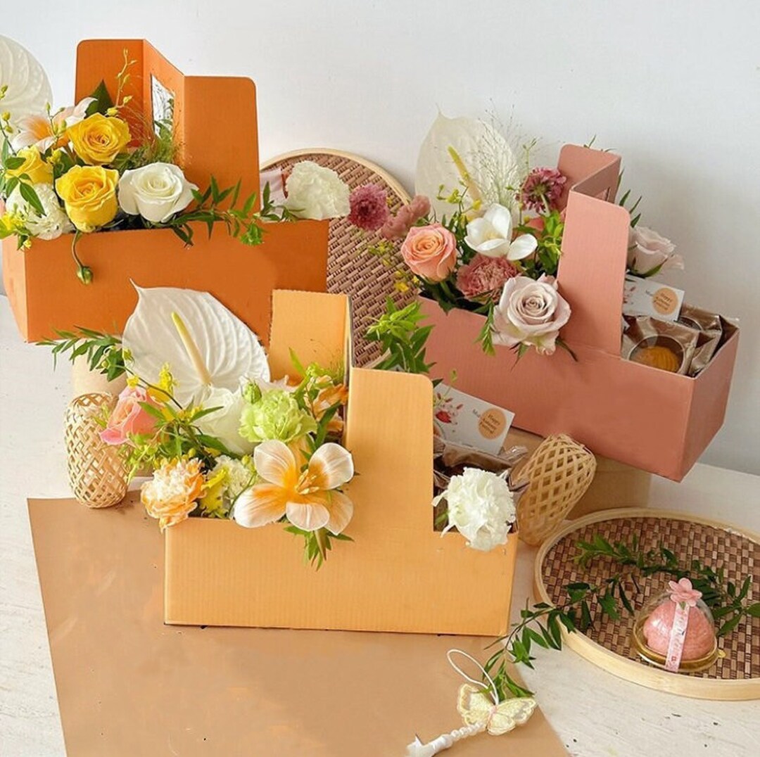 2 Sets Cake Flower Gift Boxes With 2 Pcs Small Clear Cake Boxes,for ...