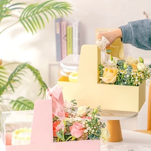 2 Sets Cake Flower Gift Boxes With 2 Pcs Small Clear Cake Boxes,for ...