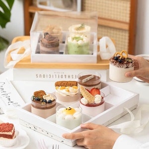 10 Sets Clear Bakery Boxes With Handles.4 Holes or 6 Holes Box for ...