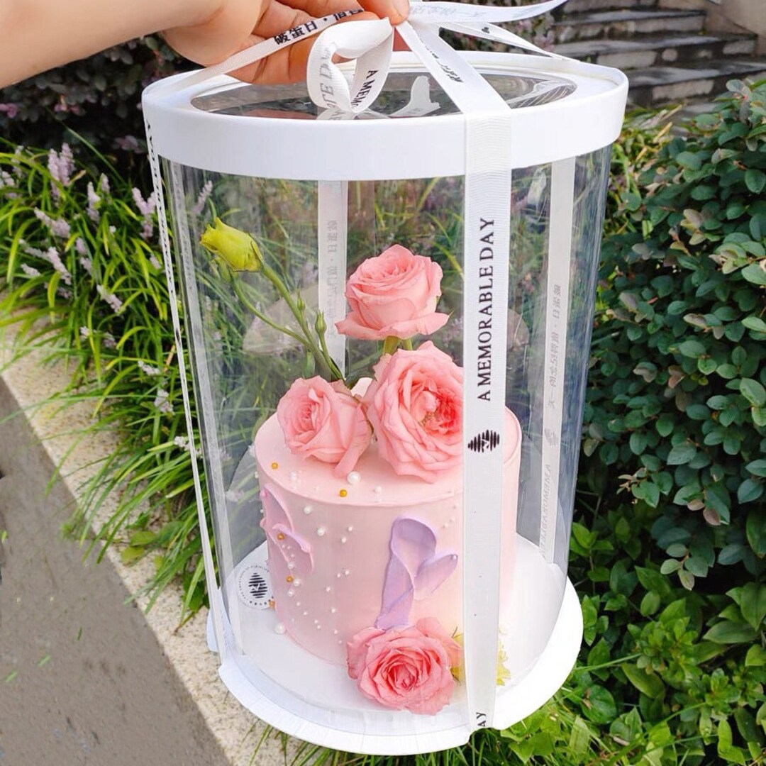 10sets Round Clear Cake/gift Boxes With Window,8.6d by 12H Transparent ...