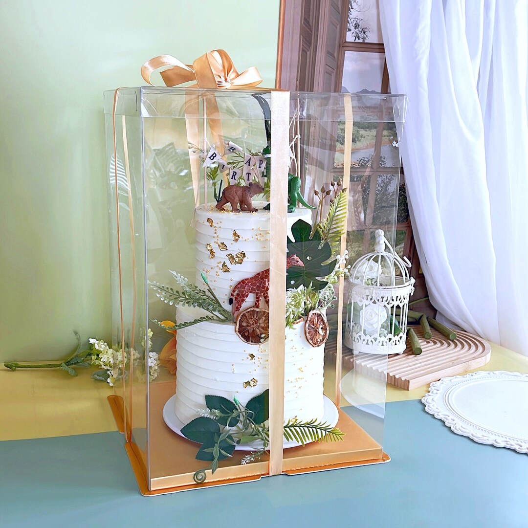 2 Sets Tall Clear Cake Boxes With Clear Lids,12’’l X12’’w X17.8’’h ...