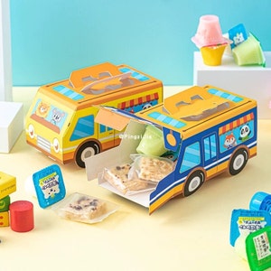 10 Sets Bus Baking Boxes,cute Bus Gift Box With White Inserts,for Cakes ...