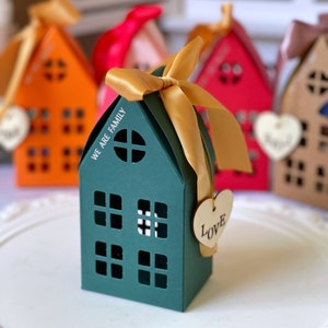 20 Sets House Shaped Favor Boxes With Wooden Love Tag and Ribbon,for ...