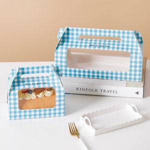 5 Sets Bakery Boxes -see Through Box With White Insert,handle and Clear ...