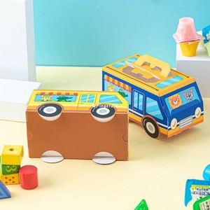 10 Sets Bus Baking Boxes,cute Bus Gift Box With White Inserts,for Cakes ...
