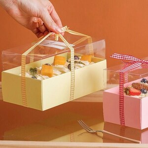 5 Sets Clear Bakery Boxes With Clear Lids,for Mini Cakes,cheesecakes ...