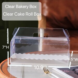 5 Sets Clear Bakery Boxes-swiss Roll Cake Box With Handle & White ...