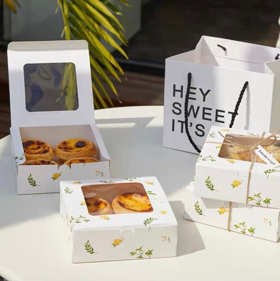 Floral Bakery Boxes With Window (10 Pcs) - 5.5''x 5.5''x 2'' - Etsy