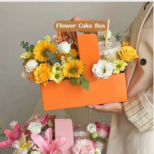 2 Sets Cake Flower Gift Boxes With 2 Pcs Small Clear Cake Boxes,for ...