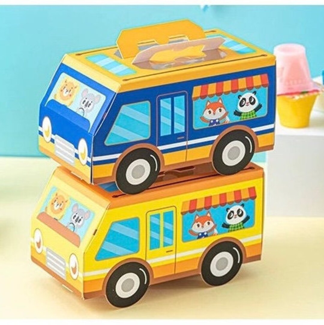 10 Sets Bus Baking Boxes,cute Bus Gift Box With White Inserts,for Cakes ...