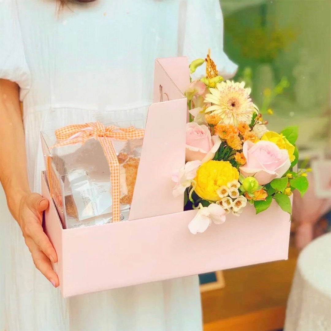 10 Sets Cake Flower Gift Boxes With 10 Pcs Small Clear Cake Boxes,for ...