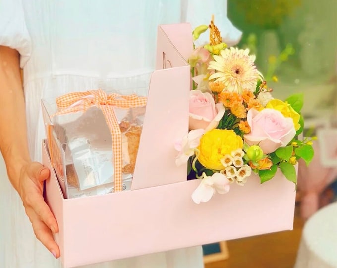 10 Sets Cake Flower Gift Boxes With 10 Pcs Small Clear Cake Boxes,for ...