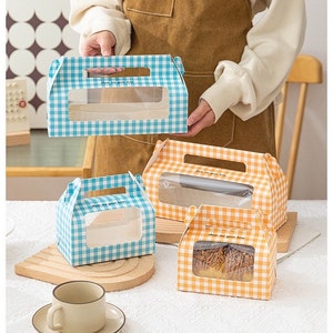 5 Sets Bakery Boxes -see Through Box With White Insert,handle and Clear ...
