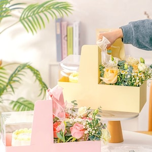 5 Sets Cake Flower Gift Boxes With 5 Pcs Small Clear Cake Boxes,for ...