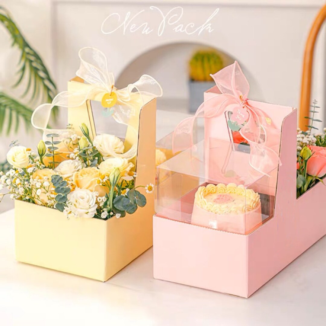 1 Set Cake Flower Gift Box With Small Clear Cake Box,for Valentine's ...