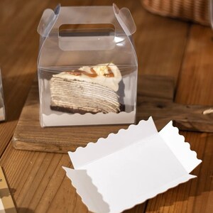 5 Sets Clear Bakery Boxes-swiss Roll Cake Box With Handle & White ...