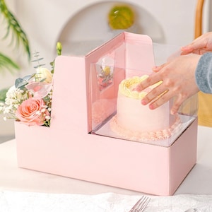 5 Sets Cake Flower Gift Boxes With 5 Pcs Small Clear Cake Boxes,for ...