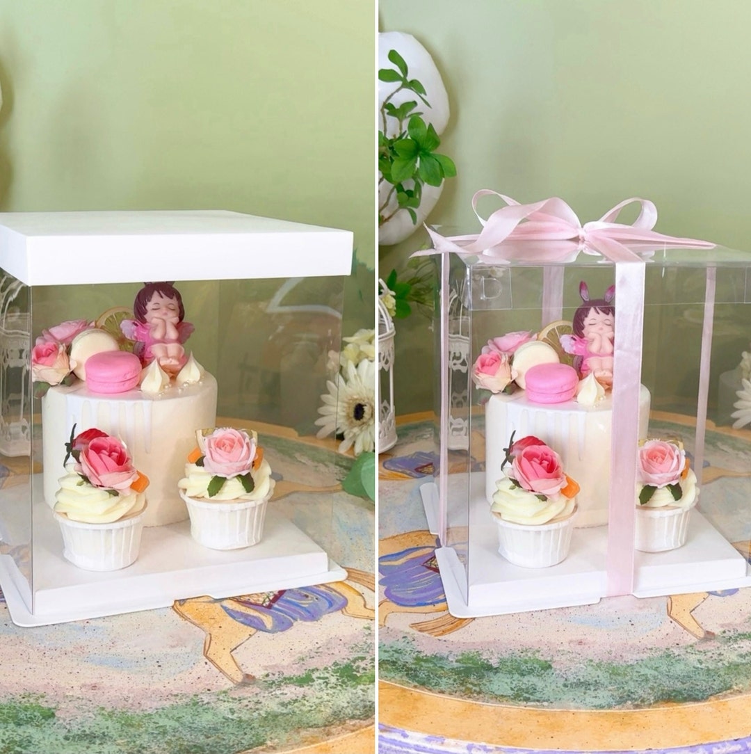 Tall Clear Cake Box (8.5''x8.5''x9.5'') - 10 Sets Wedding Birthday ...
