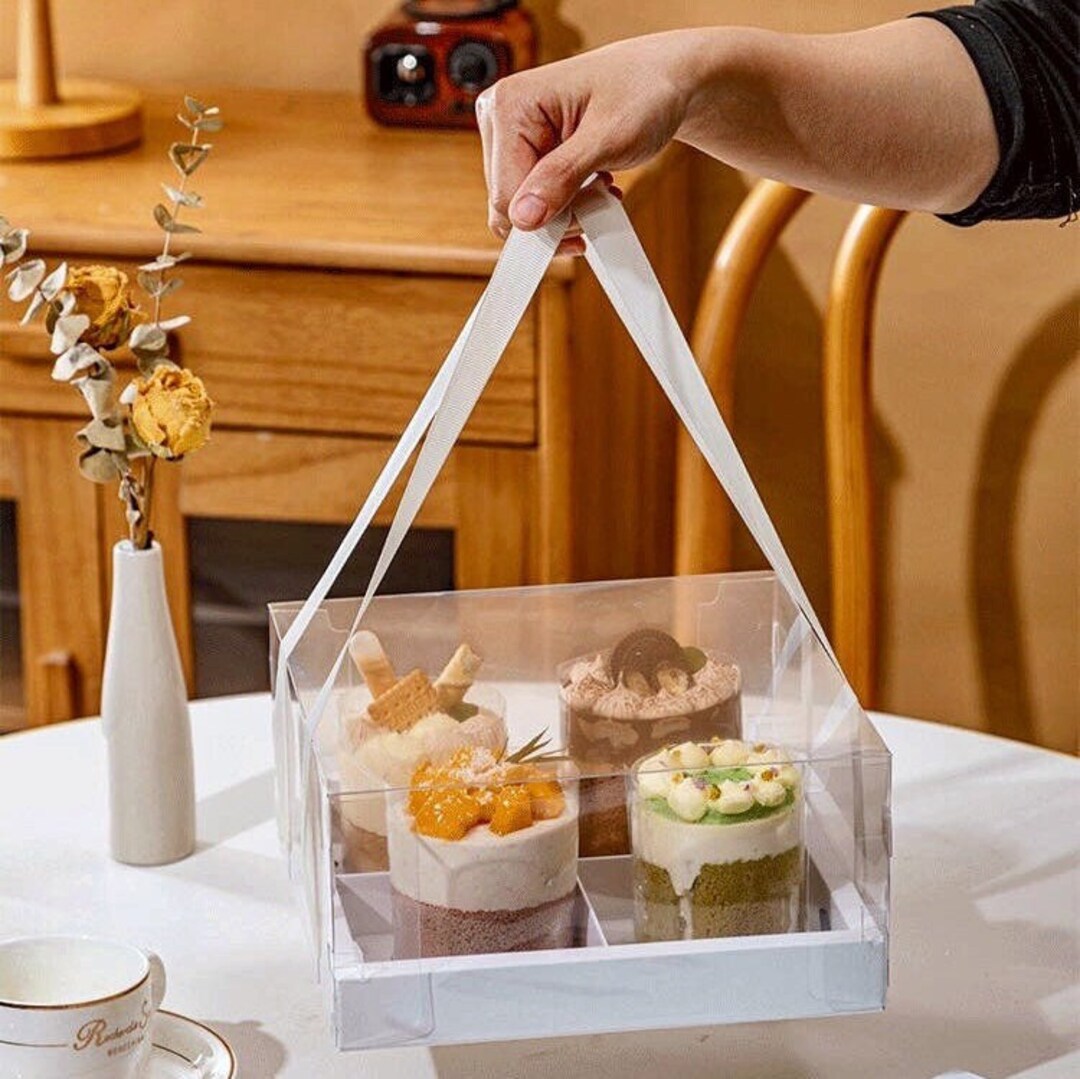 5 Sets Clear Bakery Boxes With Handles.4 Holes or 6 Holes Box for ...