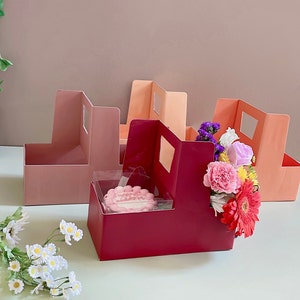 10 Sets Cake Flower Gift Boxes With 10 Pcs Small Clear Cake Boxes,for ...