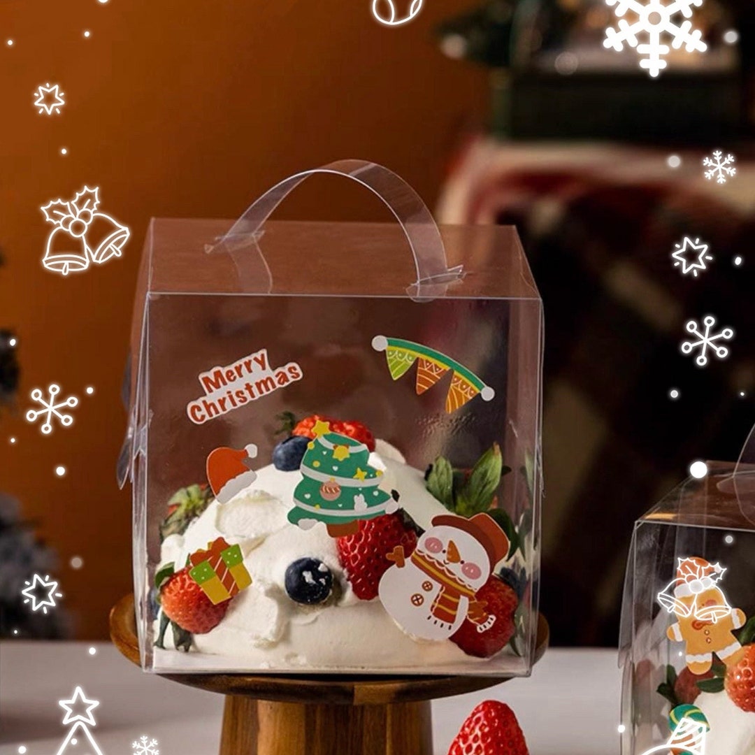 20 Sets Clear Cake Boxes With Handles and White Cake Boards-6.3’’x6.3 ...