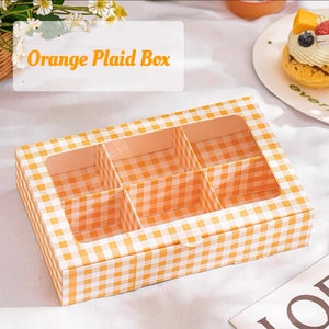 Plaid Bakery Boxes With Window: 6-hole Cookie/macaron Gift Boxes - 10 ...