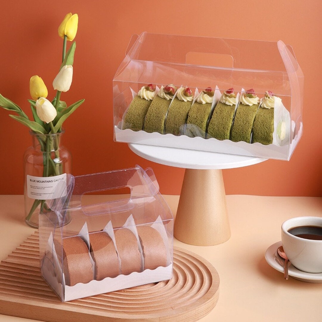 10 Sets Clear Bakery Boxes With Handle and White Inserts,transparent ...