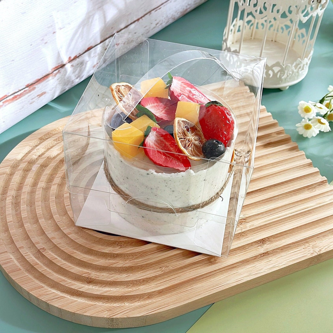 10 Sets Clear Cake Boxes With Handles and White Grease Proof Cake ...